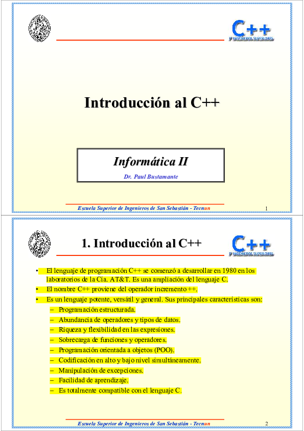 (PDF) Inform Informá ática II tica II Introducci Introducci ó ó n al C++ n al C