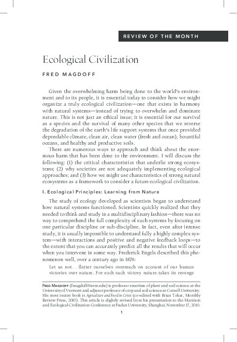 (PDF) Ecological Civilization