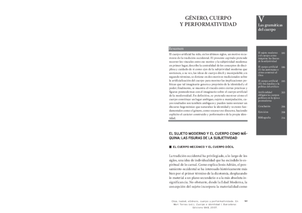 (PDF) Género, cuerpo, performatividad