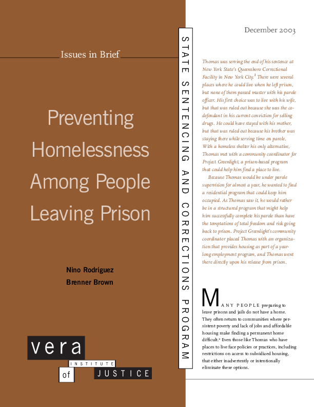 (PDF) Preventing Homelessness Among People Leaving Prison