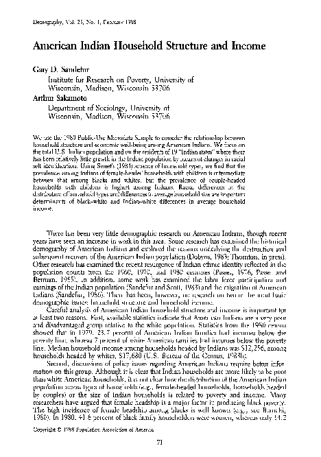 (PDF) American Indian Household Structure and Income