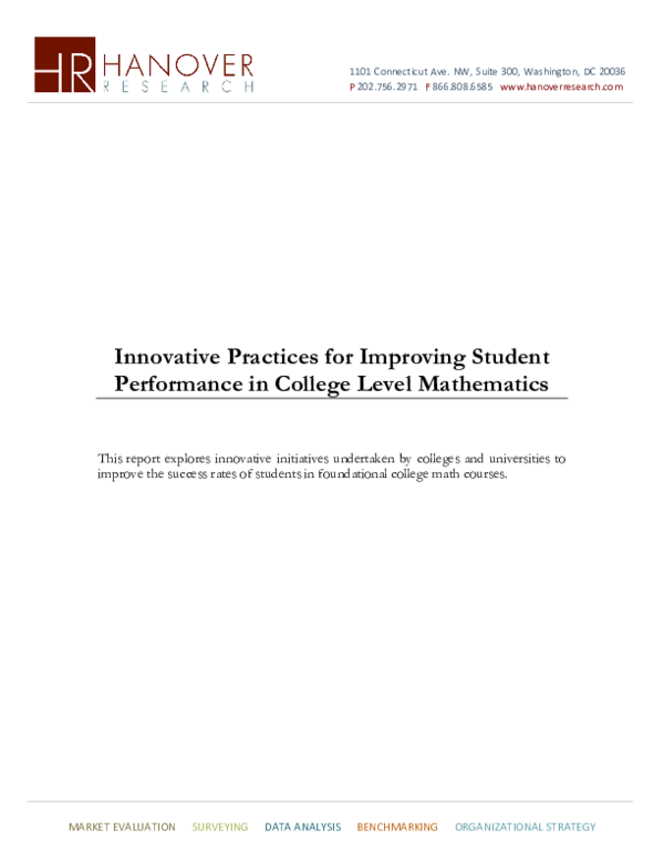 (PDF) Innovative Practices for Improving Student Performance in College ...