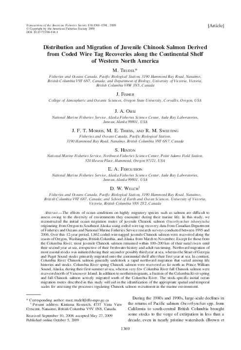 (PDF) Distribution and Migration of Juvenile Chinook Salmon Derived ...