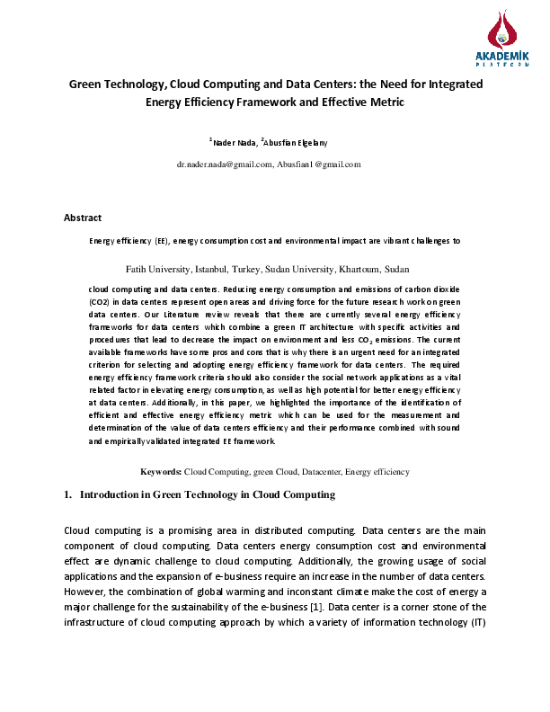 (PDF) Green Technology the Need for Integrated Energy Efficiency ...