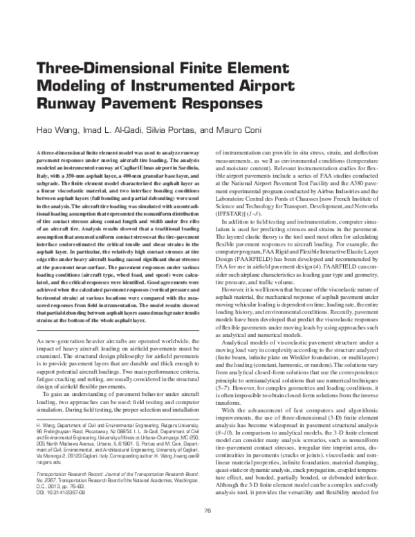 Pdf Three Dimensional Finite Element Modeling Of Instrumented Airport