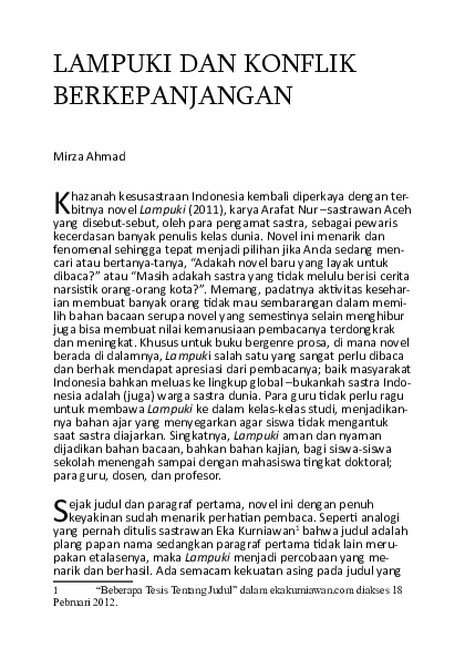 (PDF) Resensi Novel Lampuki