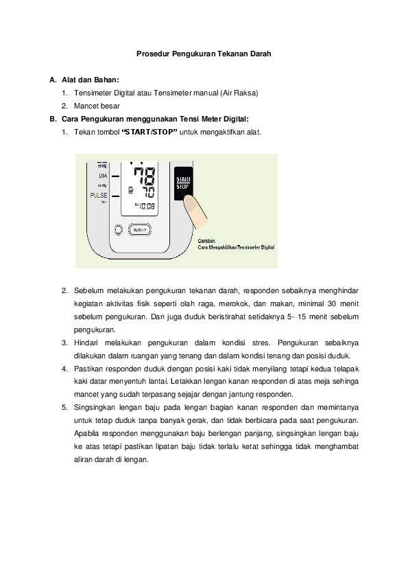 (PDF) Prosedur Pengukuran Tekanan Darah