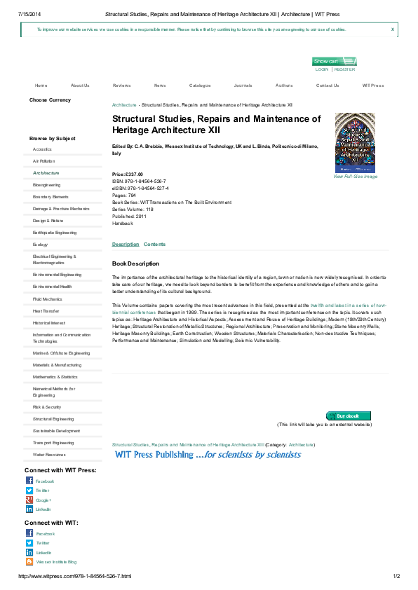 (PDF) Structural Studies, Repairs and Maintenance of Heritage ...