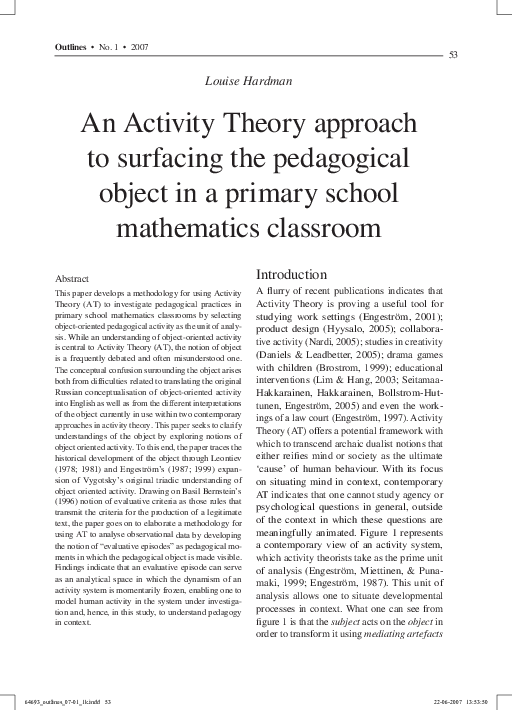 (PDF) An Activity Theory approach