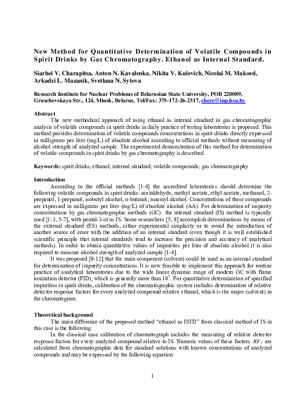 New Method for Quantitative Determination of Volatile Compounds in ...