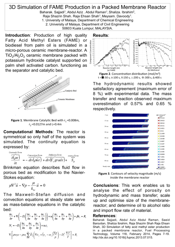 (PDF) 3D Simulation of FAME Production in a Packed Membrane Reactor