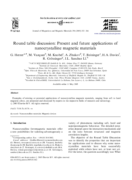(PDF) Round table discussion
