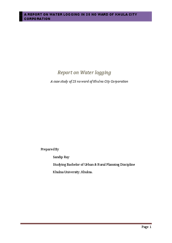 (PDF) A REPORT ON WATER LOGGING IN 25 NO WARD OF KHULA CITY CORPORATION ...