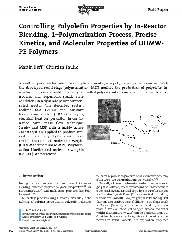 (PDF) Controlling Polyolefin Properties by In-Reactor Blending, 1–Polymerization Process ...