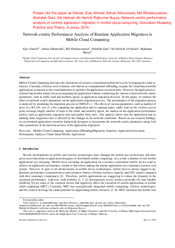 (PDF) Network-centric performance analysis of runtime application ...