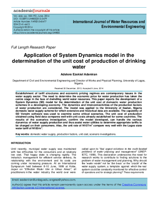 (PDF) Sustainable Water Services Fee Using a System Dynamics Approach in Jatigede Reservoir ...