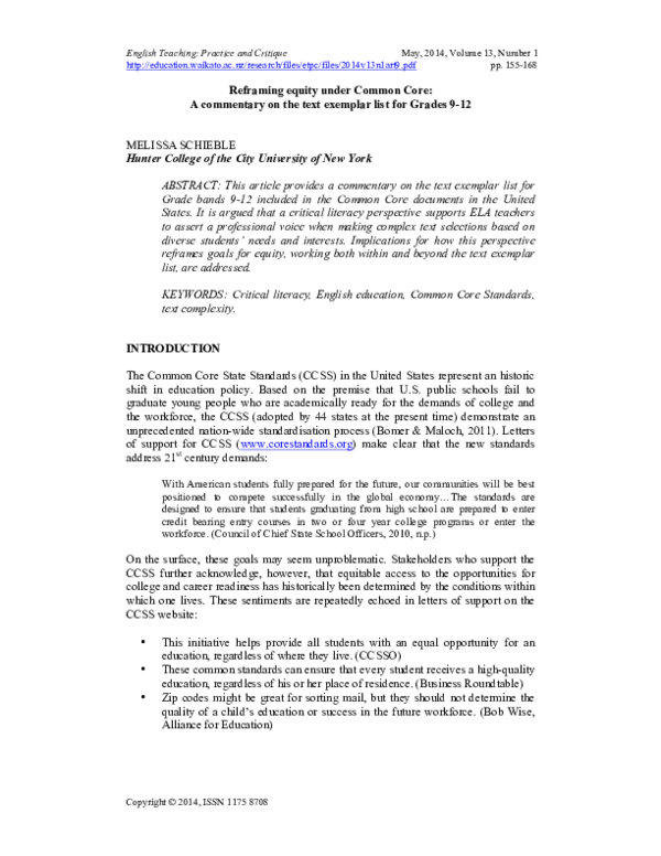 (PDF) Reframing equity under Common Core: A commentary on the text ...