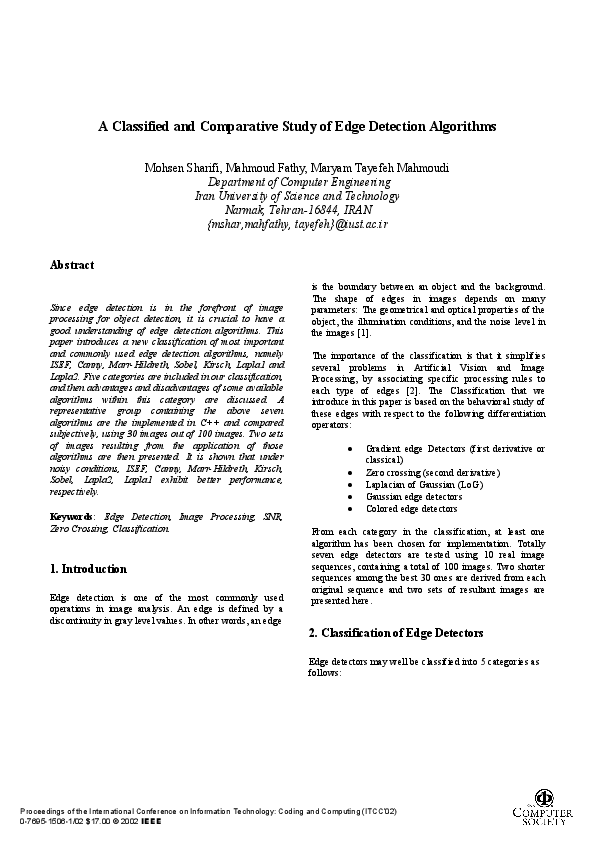 (PDF) A Classified and Comparative Study of Edge Detection Algorithms