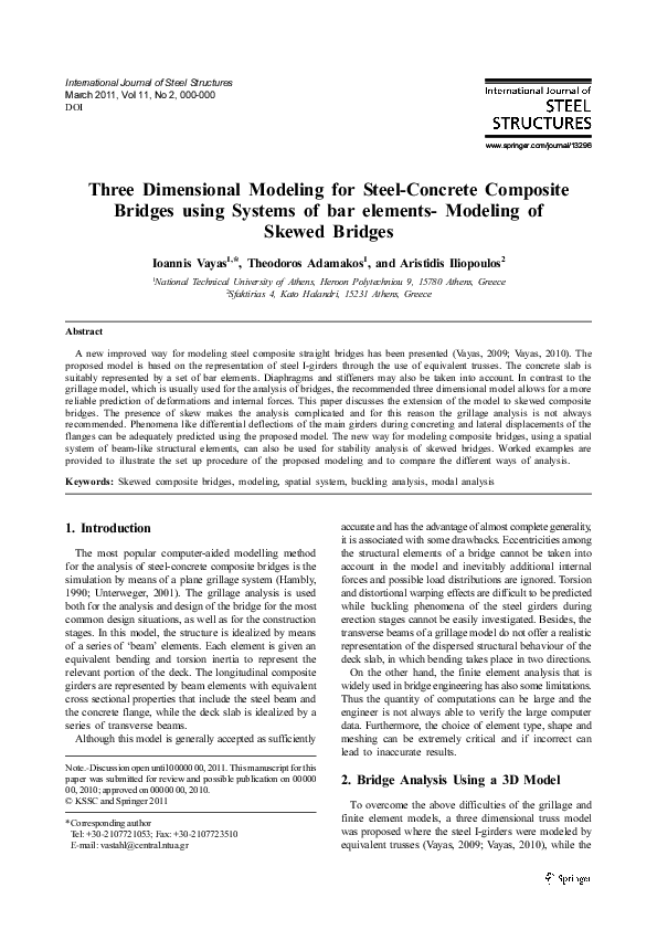 (PDF) Three Dimensional Modeling for Steel-Concrete Composite Bridges using Systems of bar ...