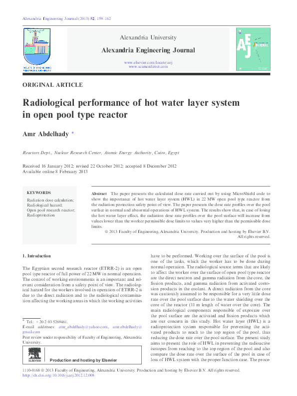 (PDF) Radiological Performance of Hot Water Layer System in Open Pool ...