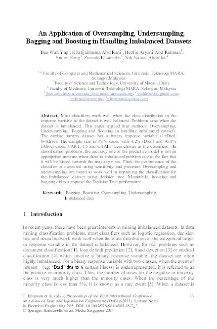 (PDF) Yap et. al (2014) An Application of Oversampling, Undersampling, Bagging and Boosting in ...