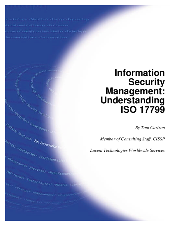 (PDF) Information Security Management: Understanding ISO 17799