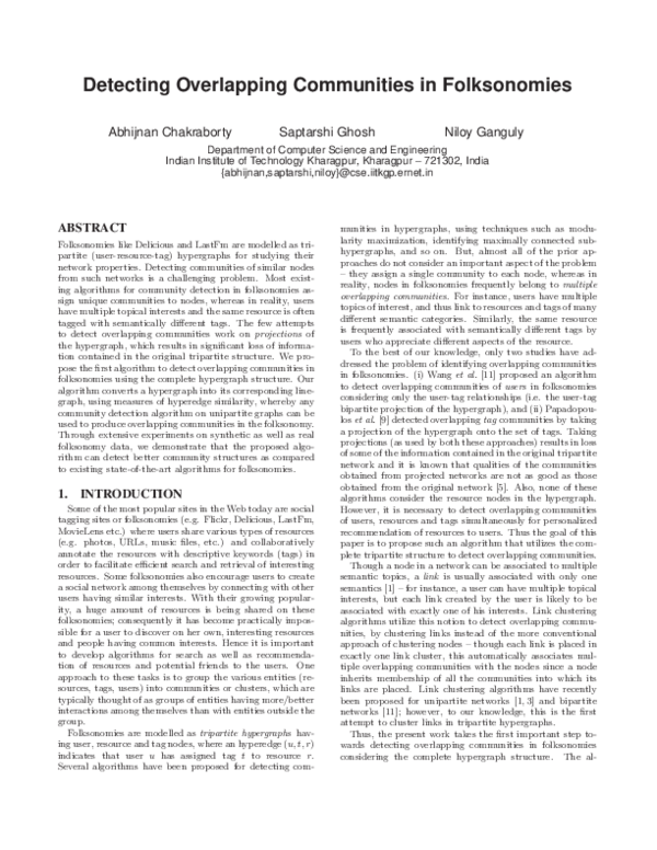 Detecting Overlapping Communities In Folksonomies