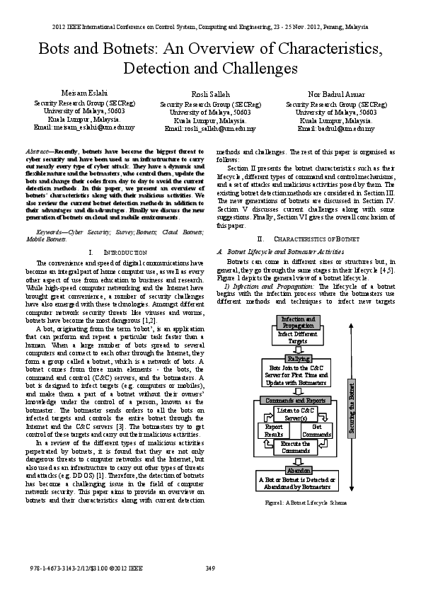 Pdf Bots And Botnets An Overview Of Characteristics Detection And Challenges