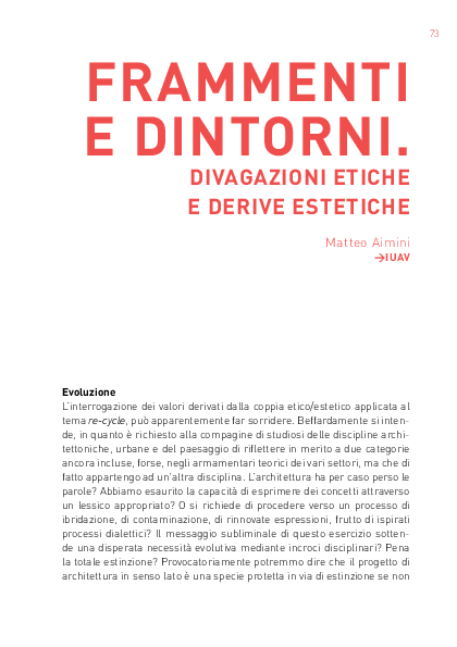 (PDF) Aimini, M. (2014). Frammenti e dintorni [...]. In : RE-CYCLE OP ...