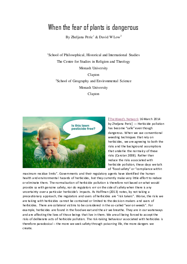 (PDF) When the fear of plants is dangerous