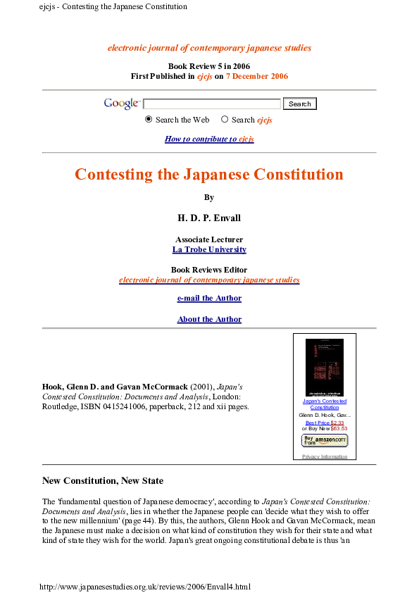 (PDF) Contesting the Japanese constitution (2006)
