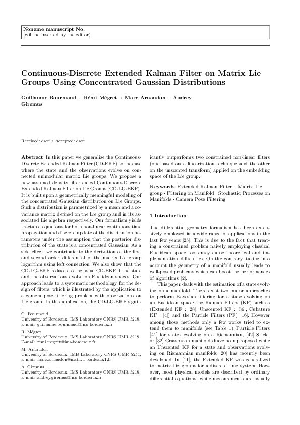 Continuous Discrete Extended Kalman Filter On Matrix Lie Groups Using