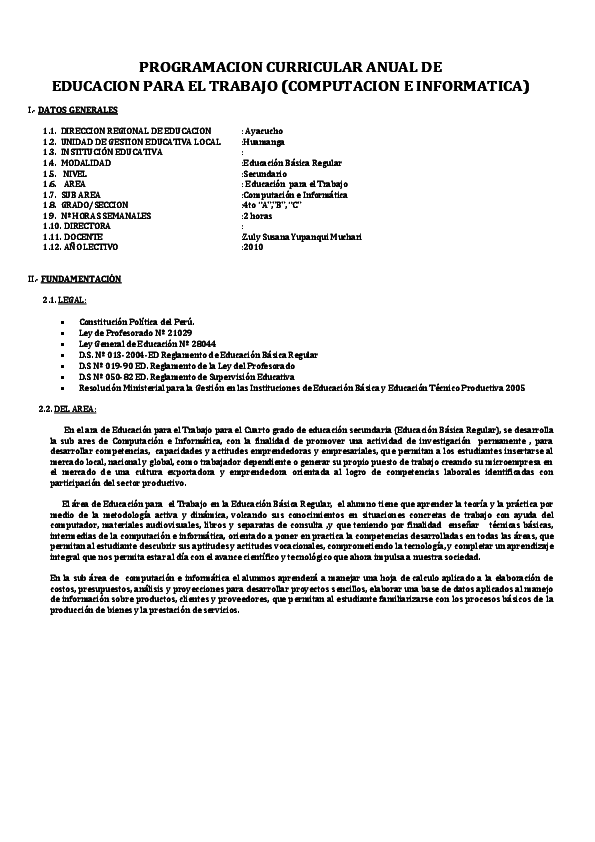(PDF) PROGRAMACION CURRICULAR ANUAL DE EDUCACION PARA EL TRABAJO (COMPUTACION E INFORMATICA