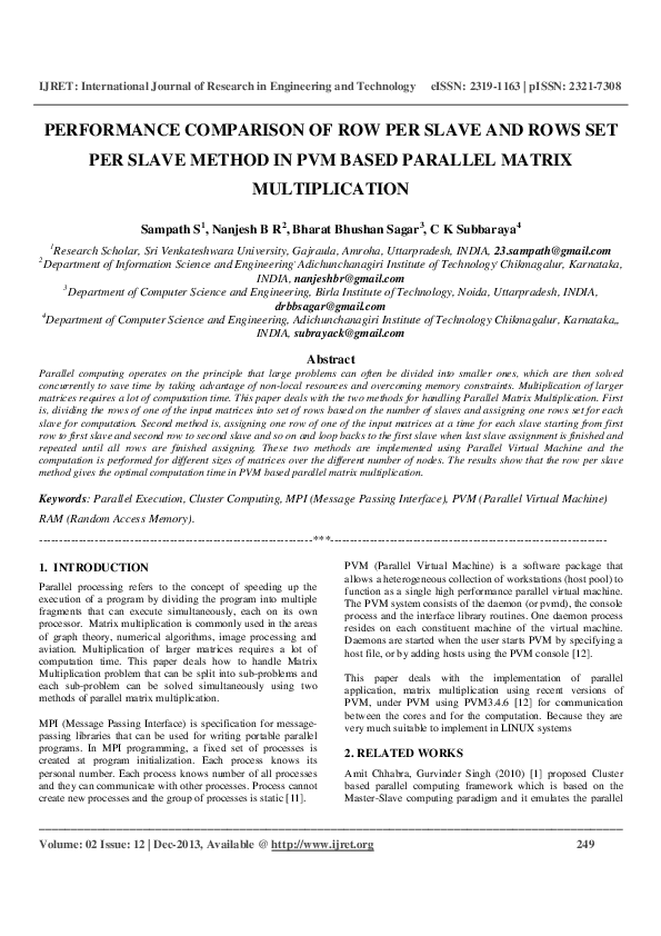 Pdf Optimizing Pvm For Matrix Multiplication Methods 6153