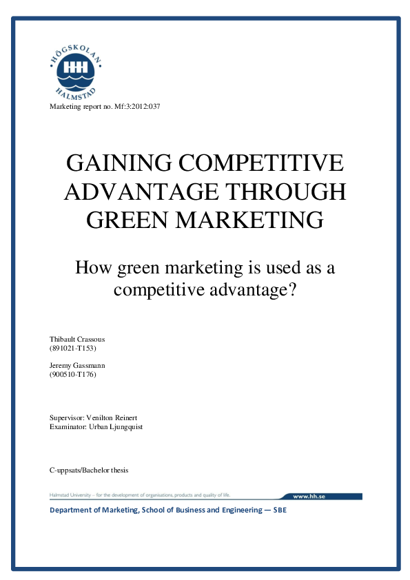 (PDF) GAINING COMPETITIVE ADVANTAGE THROUGH GREEN MARKETING How green ...