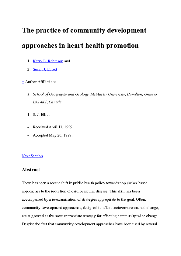 (DOC) The practice of community development approaches in heart health ...