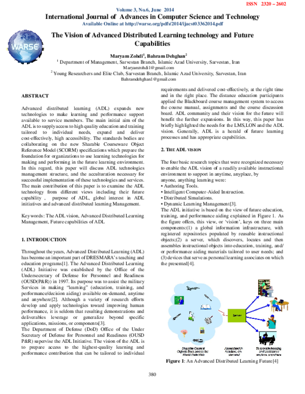 (PDF) The Vision of Advanced Distributed Learning technology and Future ...