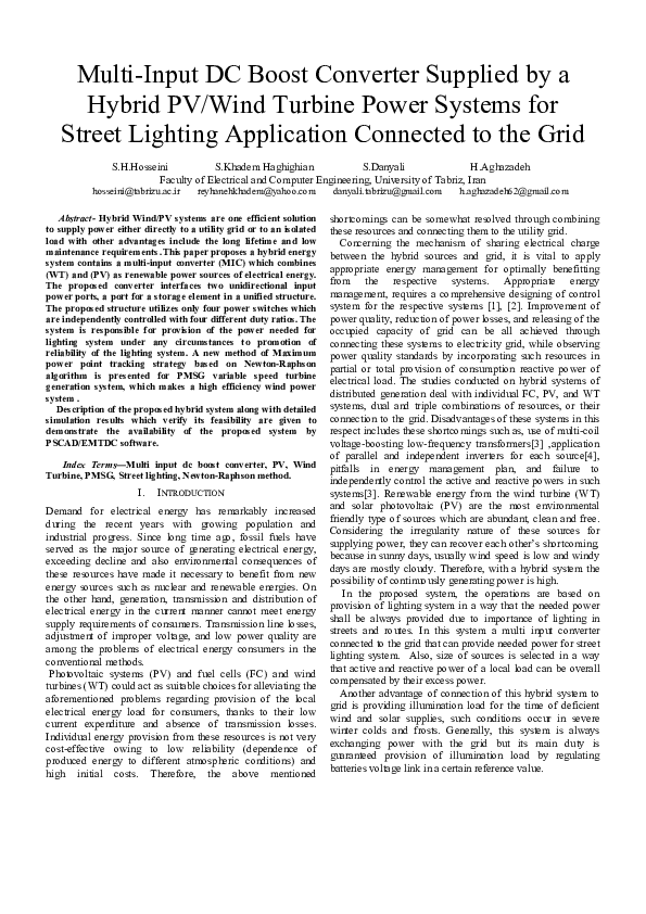 (PDF) Multi-Input DC Boost Converter Supplied by a Hybrid PV/Wind ... (PDF) Multi-Input DC Boost Converter Supplied by a Hybrid PV/Wind ...