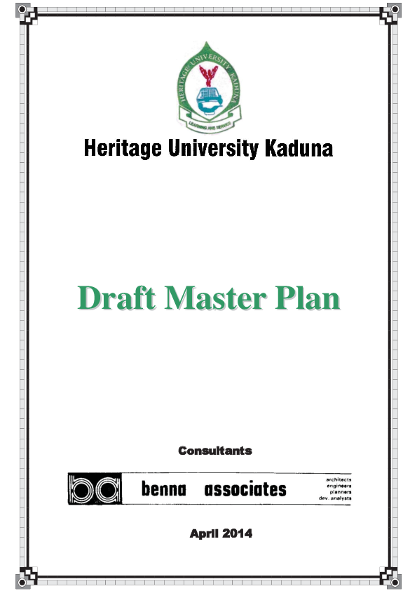 (PDF) Heritage University Kaduna: Draft Master Plan