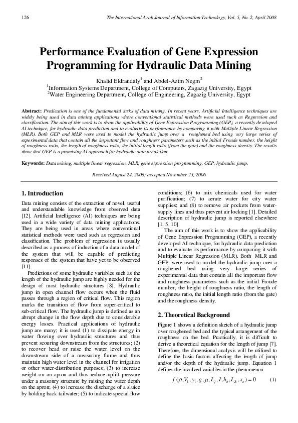 (PDF) Performance Evaluation of Gene Expression Programming for Hydraulic Data Mining