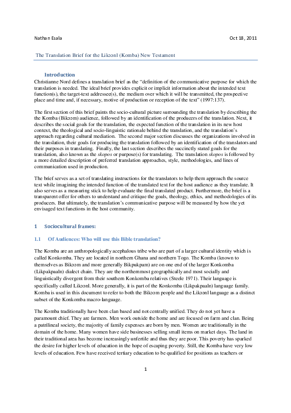 (PDF) Likɔɔnl New Testament Translation Brief