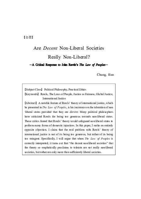 (PDF) Are Decent Non-Liberal Societies Really Non-Liberal? – A Critical ...