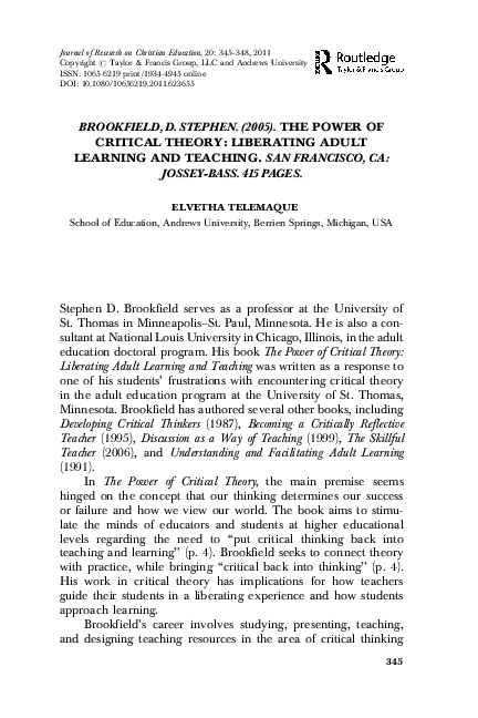 (PDF) A Review of: “BROOKFIELD, D. STEPHEN. (2005). The Power of ...