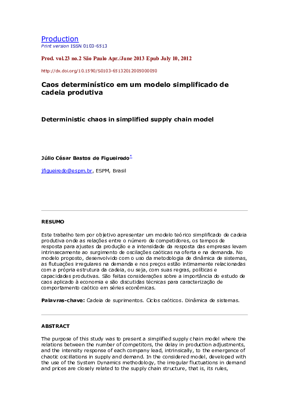 (DOC) Deterministic chaos in simplified supply chain model