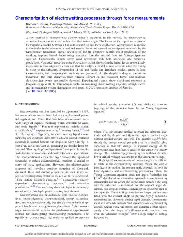 Characterization of electrowetting processes through force measurements