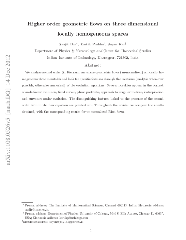 Pdf Higher Order Geometric Flows On Three Dimensional Locally Homogeneous Spaces