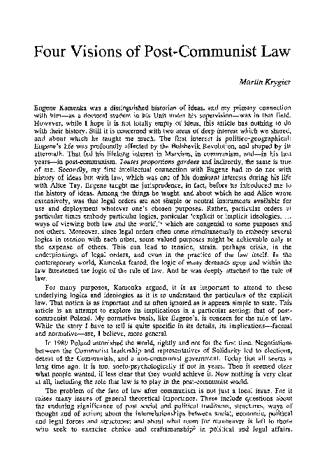 (PDF) Four Visions of Post-Communist Law