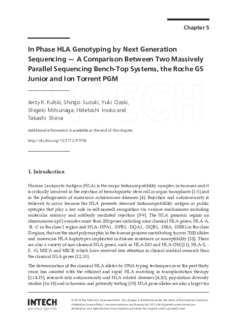 (PDF) In Phase HLA Genotyping by Next Generation Sequencing — A Comparison Between Two Massively ...