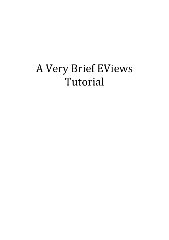 (PDF) A Very Brief EViews Tutorial