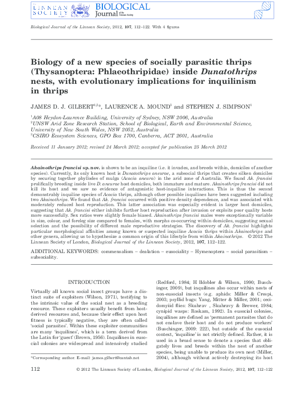 (PDF) Biology of a new species of social parasite inside Dunatothrips ...